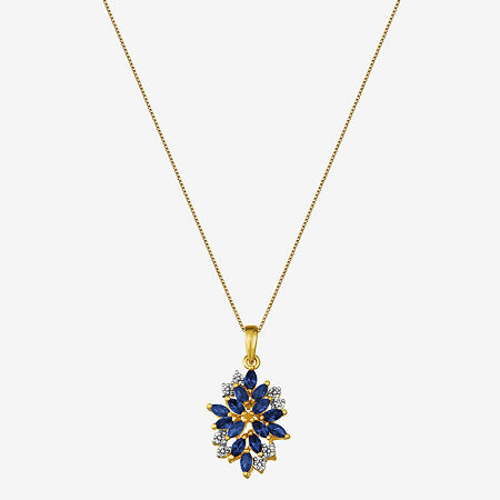 Click here for Blue and White Lab-Created Sapphire 14K Yellow Gol... prices