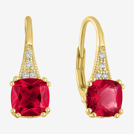Click here for Gemstone 14K Gold Over Silver Cushion Drop Earring... prices