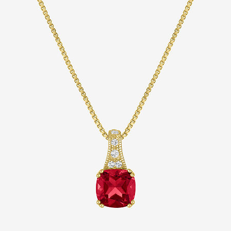 Click here for Gemstone 14K Gold Over Silver Cushion Pendant Neck... prices