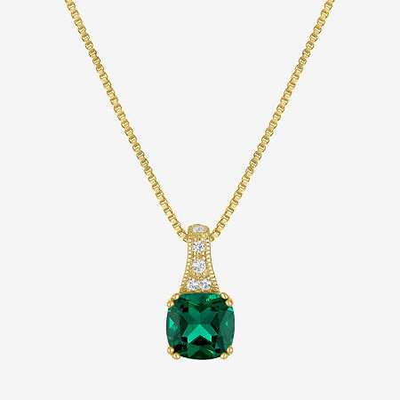 Click here for Gemstone 14K Gold Over Silver Cushion Pendant Neck... prices