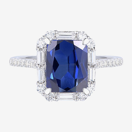 Click here for Womens Gemstone Sterling Silver Halo Side Stone Co... prices