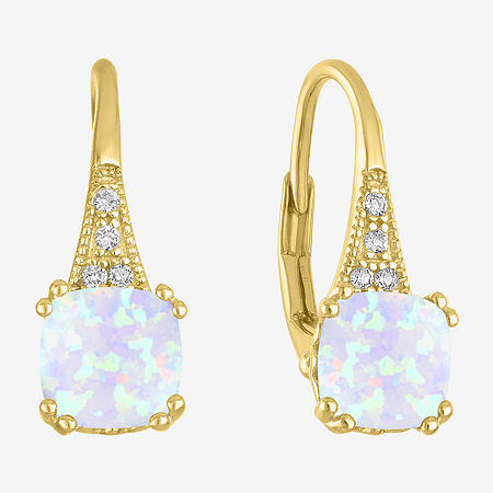 Click here for Gemstone 14K Gold Over Silver Cushion Drop Earring... prices