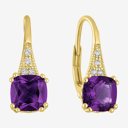 Click here for Gemstone 14K Gold Over Silver Cushion Drop Earring... prices