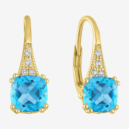 Click here for Gemstone 14K Gold Over Silver Cushion Drop Earring... prices