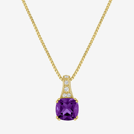 Click here for Gemstone 14K Gold Over Silver Cushion Pendant Neck... prices