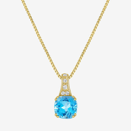 Click here for Gemstone 14K Gold Over Silver Cushion Pendant Neck... prices