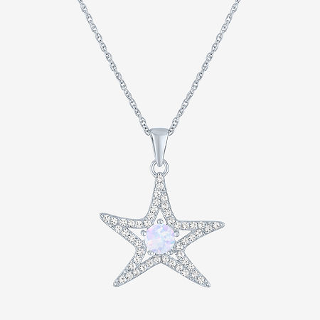 Click here for Womens Lab Created White Opal Sterling Silver Star... prices