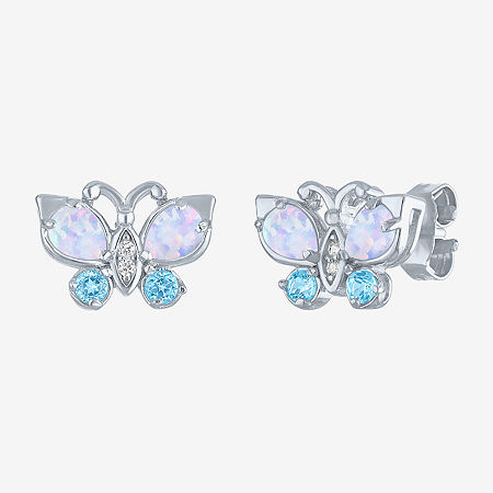 Click here for Lab Created White Opal Sterling Silver Butterfly S... prices