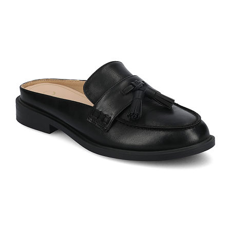 Journee Collection Womens Azura Tassel Round Toe Comfort Mule Loafer - Black