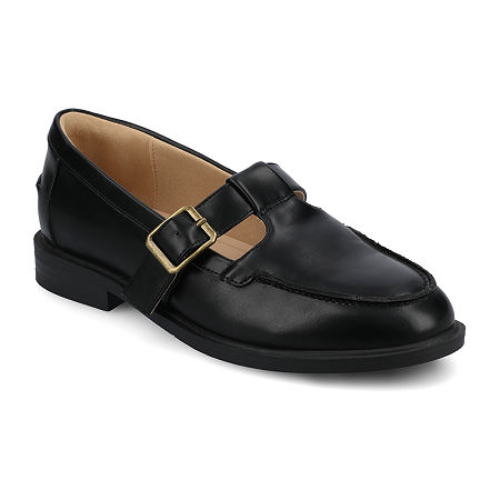 Journee Collection Womens Corina Round Toe Mary Jane Loafers - Black