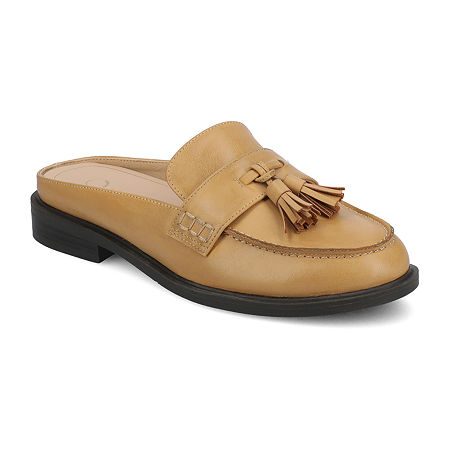 Journee Collection Womens Azura Tassel Round Toe Comfort Mule Loafer - Tan