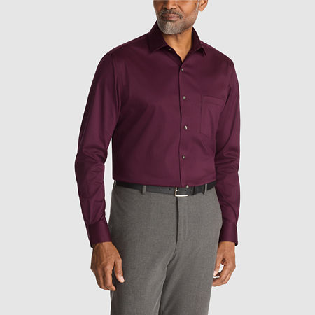 Van Heusen Mens Regular Fit Spread Collar Dress Shirt - Burgundy