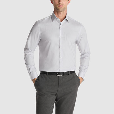 Van Heusen Comfort Performance Mens Slim Fit Stretch Fabric Long Sleeve Dress Shirt  15-15.5 34-35  Gray
