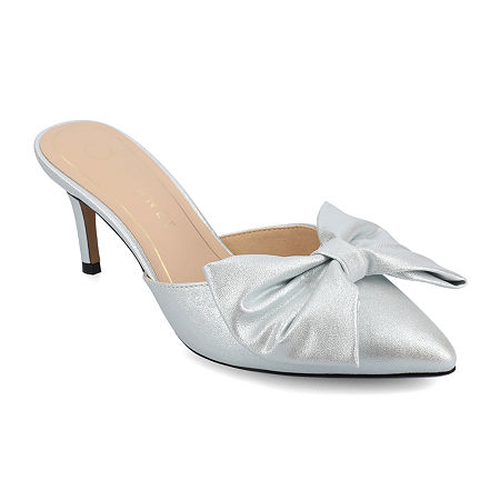 Journee Collection Womens Tiarra Pointed Toe Evening Pumps - Silver  Sparkle