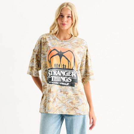 Click here for Stranger Things Tree Camo Crew Neck Short Sleeve O... prices