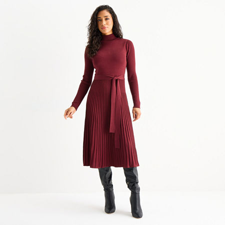 Click here for Studio 1 Womens Long Sleeve Midi Sweater Dress  La... prices