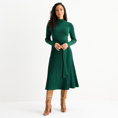 Click here for Studio 1 Womens Long Sleeve Midi Sweater Dress  La... prices