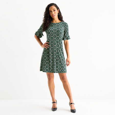Click here for Perceptions Womens Short Sleeve Geometric Shift Dr... prices