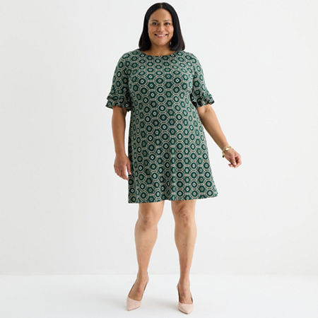 Click here for Perceptions Womens Plus Short Sleeve Geometric Shi... prices