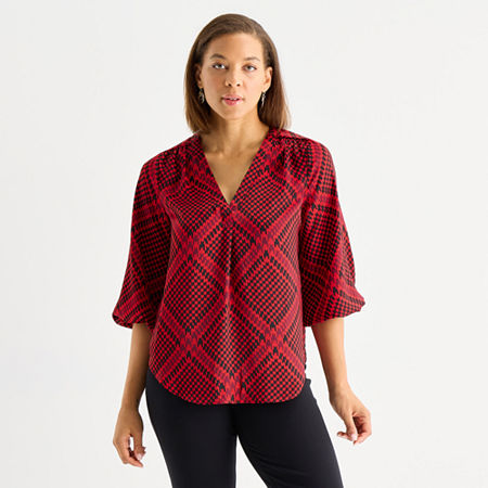 Click here for Liz Claiborne Womens V Neck 3/4 Sleeve Satin Blous... prices