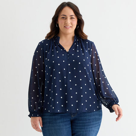 Click here for St. Johns Bay Womens V Neck Long Sleeve Plus Blous... prices