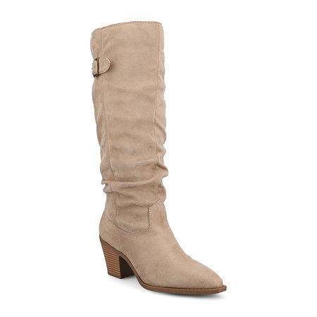 Journee Collection Womens Kaleah Pointed Toe Comfort Slouchy Boots - Taupe