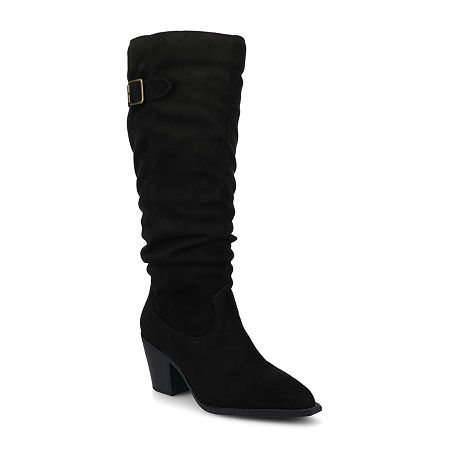 Journee Collection Womens Kaleah Pointed Toe Slouchy Boots - Black