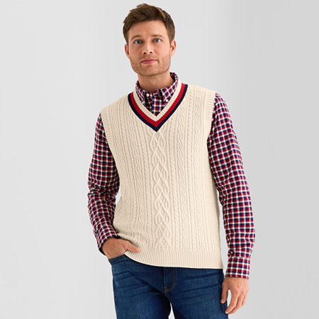 Click here for St. Johns Bay Mens V Neck Sweater Vest  Large  Whi... prices
