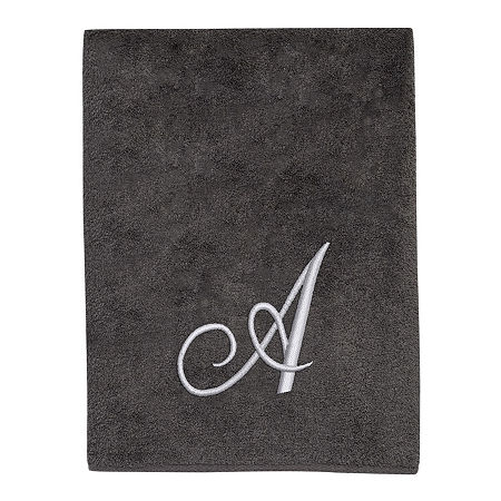 Avanti Monogram Initial Script Granite & Silver Hand Towel  16 x 30 - A