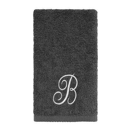 Avanti Monogram Initial Script Granite & Silver Bath Towel  27 x 52 - B