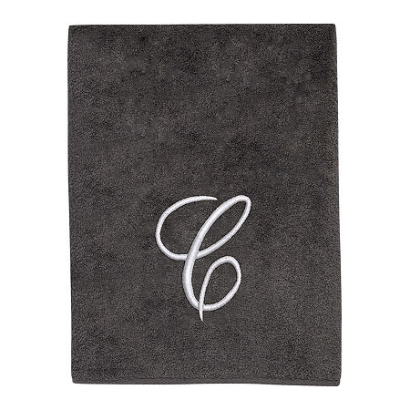 Avanti Monogram Initial Script Granite & Silver Hand Towel  16 x 30 - C