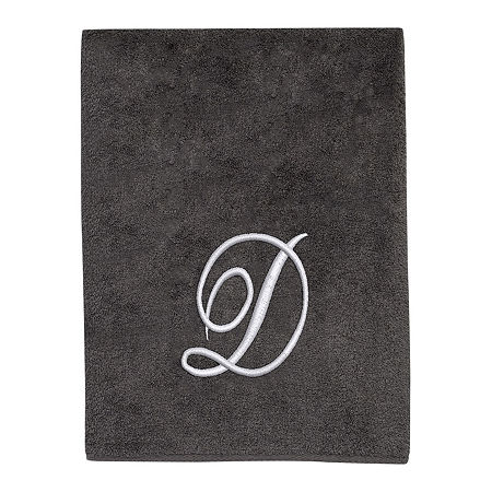 Avanti Monogram Initial Script Granite & Silver Bath Towel  27 x 52 - D