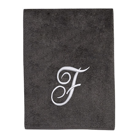 Avanti Monogram Initial Script Granite & Silver Hand Towel  16 x 30 - F