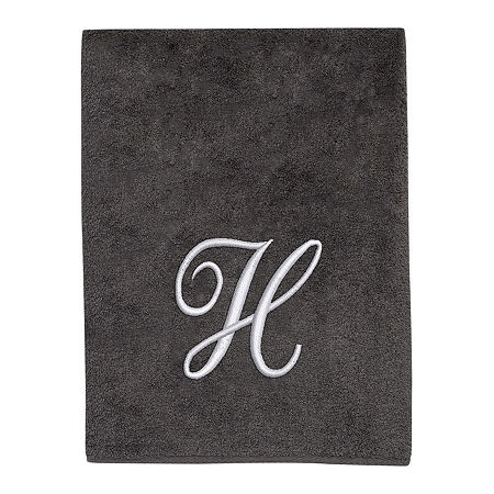 Avanti Monogram Initial Script Granite & Silver Hand Towel  16 x 30 - H