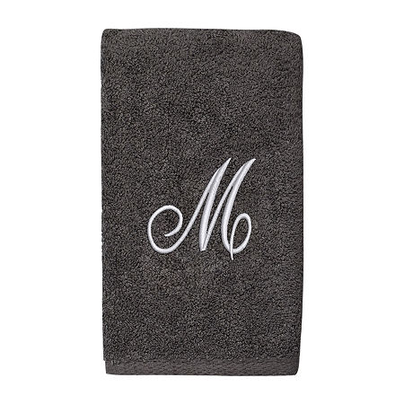 Avanti Monogram Initial Script Granite & Silver Bath Towel  27 x 52 - M