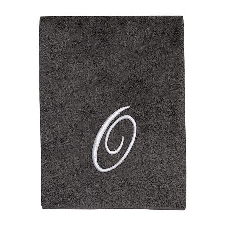 Avanti Monogram Initial Script Granite & Silver Bath Towel  27 x 52 - O
