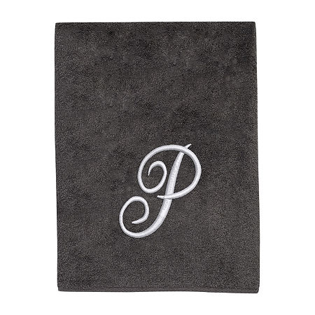 Avanti Monogram Initial Script Granite & Silver Hand Towel  16 x 30 - P