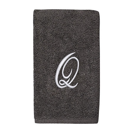Avanti Monogram Initial Script Granite & Silver Hand Towel  16 x 30 - Q