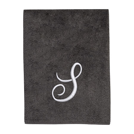 Avanti Monogram Initial Script Granite & Silver Hand Towel  16 x 30 - S