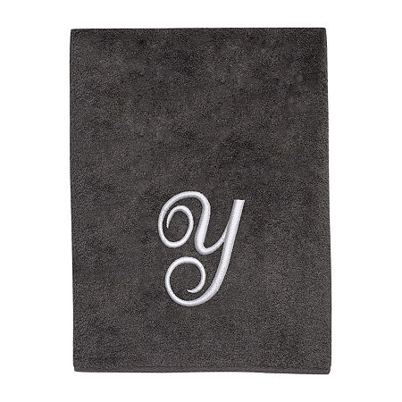 Avanti Monogram Initial Script Granite & Silver Hand Towel  16 x 30 - Y