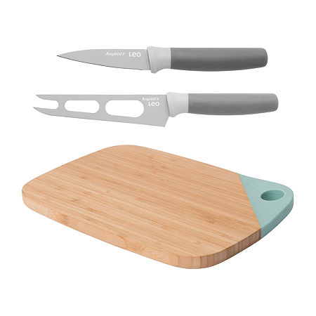 BergHOFF Leo Collection 3 Piece Knife and Cutting Board Set  Grey and Green - Multi