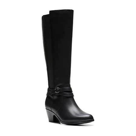 Clarks Womens Collection Emily 2 Dream Tall Boots - Black Leather