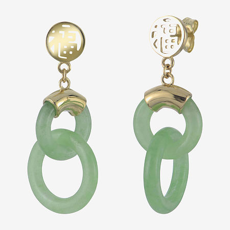 Click here for 14K Yellow Gold Jade Double Circle Earrings  One S... prices