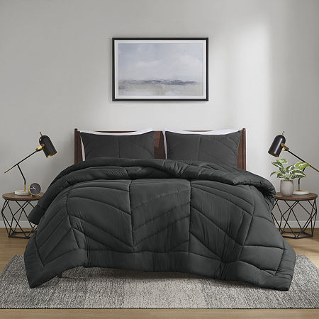 Intelligent Design Remy Quilted Chevron 3-Pc. Comforter Set  Full/Queen - Black