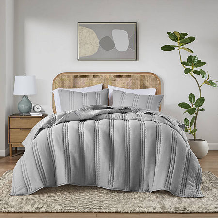 Urban Habitat Dune Gauze 3-Pc. Quilt Set  King/California King - Grey