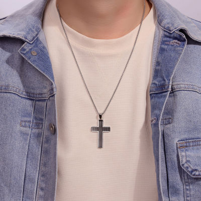 Mens Stainless Steel Cross 24 Inch Pendant Necklace - JCPenney