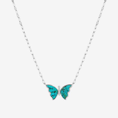 Click here for Womens Blue Turquoise Sterling Silver Butterfly 16... prices