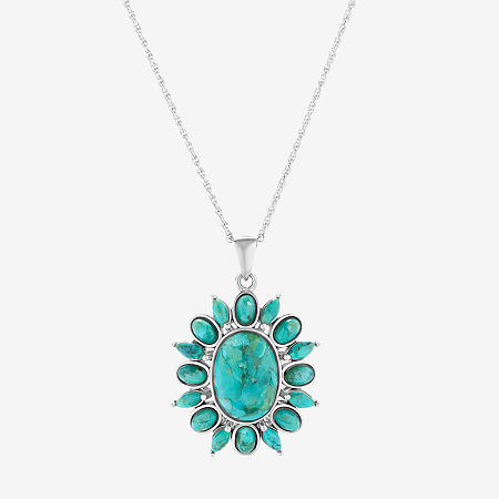 Click here for Womens Blue Turquoise Sterling Silver Oval 18 Inch... prices