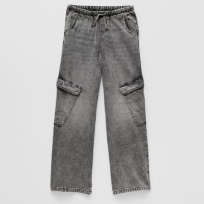Thereabouts Little & Big Kid Girls Cargo Wide Leg Jean, Color: Moondust ...