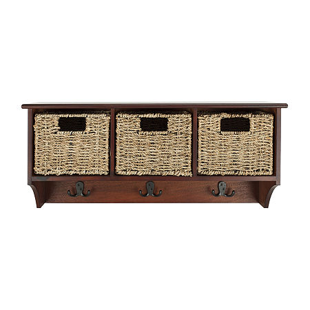 Finley Hanging 3-Basket Wall Rack - Cherry